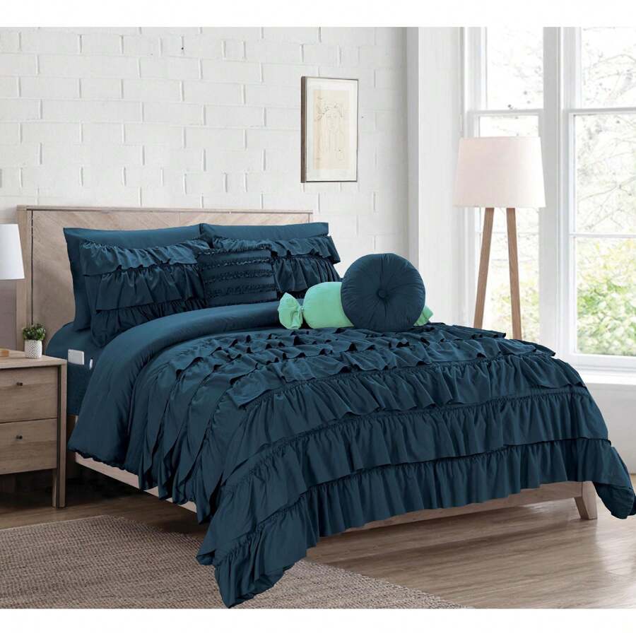 Elegant Comfort 10-Piece Cindy Comforter Set, Includes 4-Piece Sheet ...