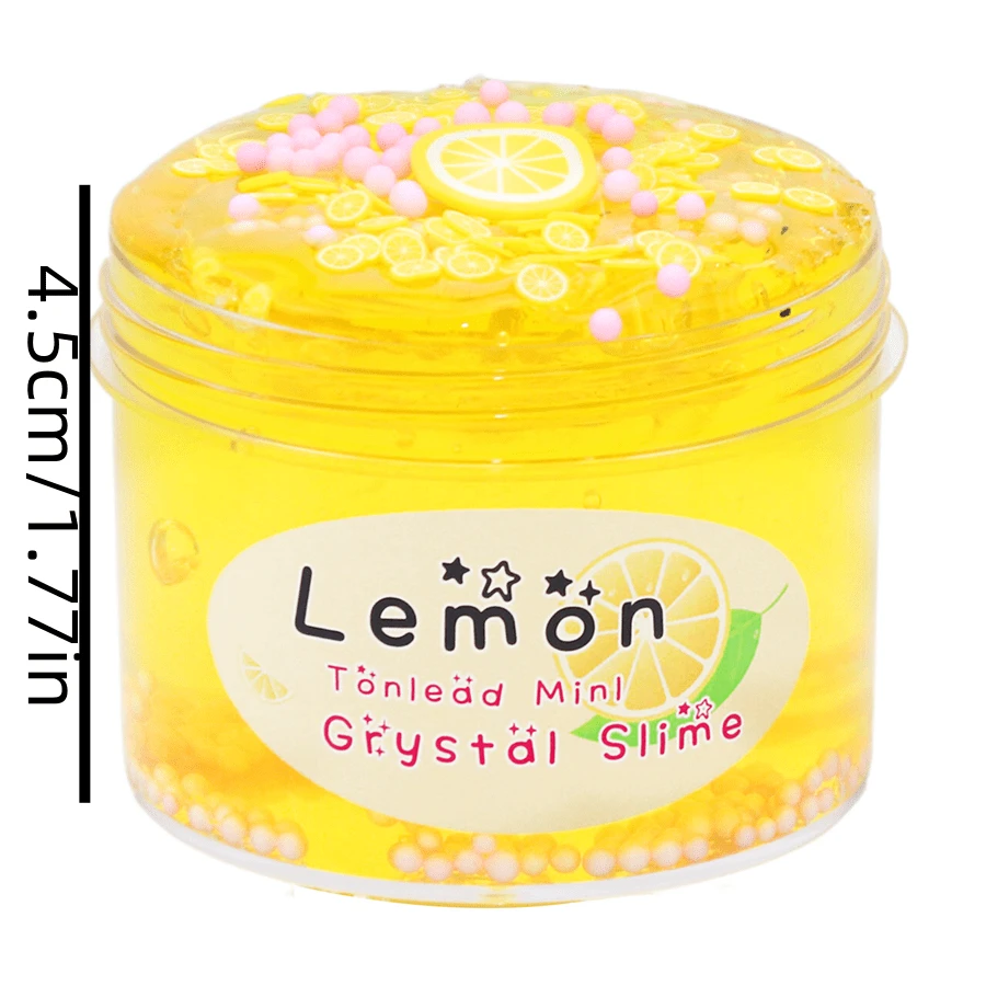 Crystal Slime, Fruit Slime With Coconut Boba, Lemon Scented Transparent Putty, Stress Relief Toy ...