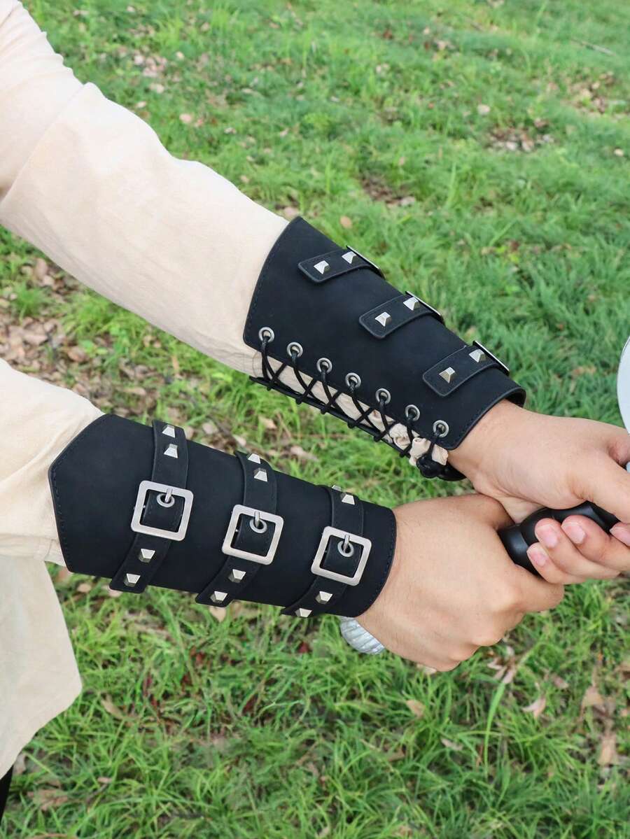 Medieval Wristband Men Cosplay Black Gauntlet Bracer Gauntlet For Men ...