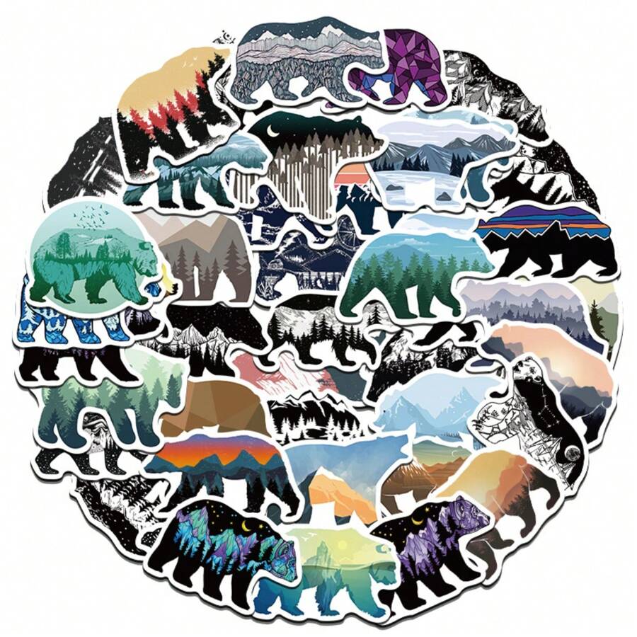 50pcs Bear Graffiti Stickers, Removable Waterproof Adhesive Decals For ...