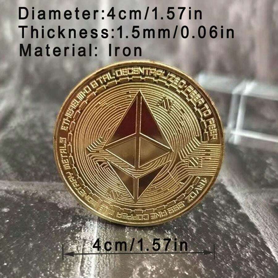 2 Pcs(One Golden And One Silvery) ETH Golden Plated Patterned Ethereum ...