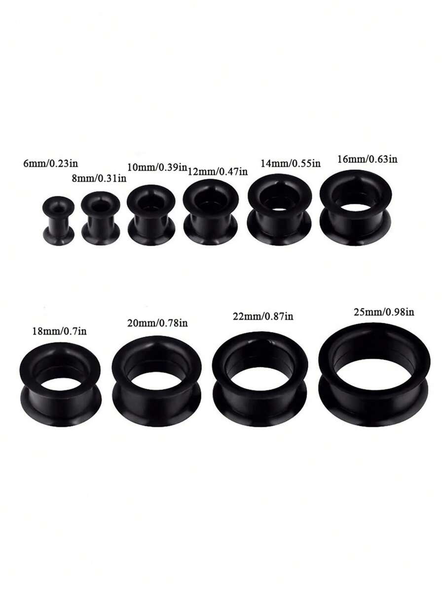 3 Pairs Set Of Black Clear White Thick Silicone Tunnels Flexible Ear ...
