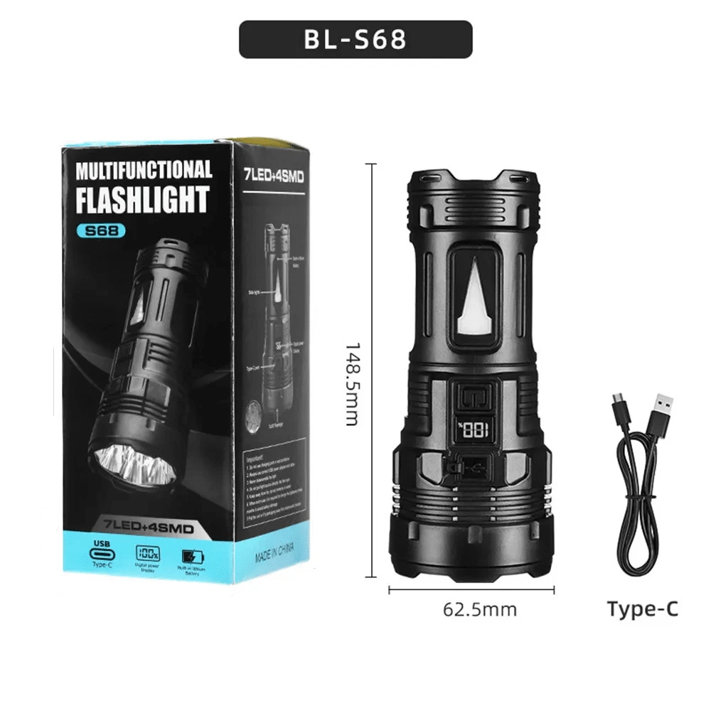 Lanterna Portátil Super Brilhante com 7 LEDs, Lanterna Tática Multiuso ...