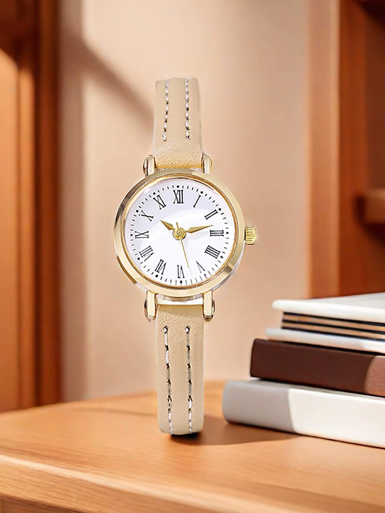 Reloj de cuarzo con correa delgada vintage y escala romana minimalista ...