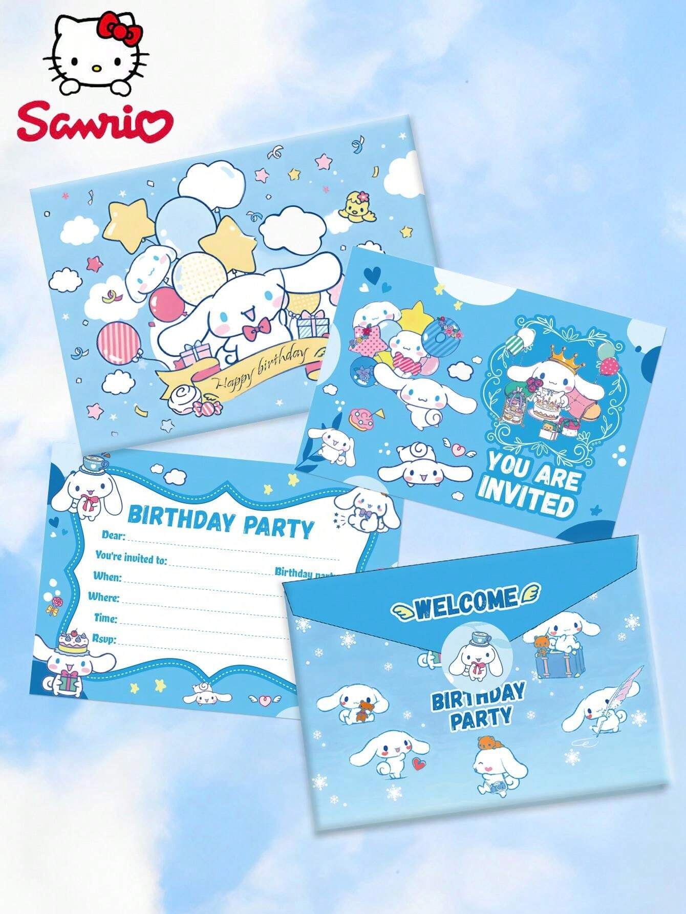 12 jeux d'invitation officielle sous licence Sanrio avec autocollants ...