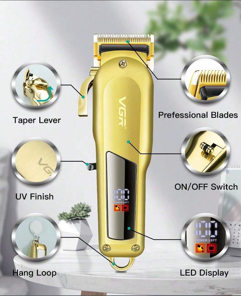VGR Barber Clippers Hair Cut Machine Electric Trimmer Rechargeable Professional Cordless Hair ...