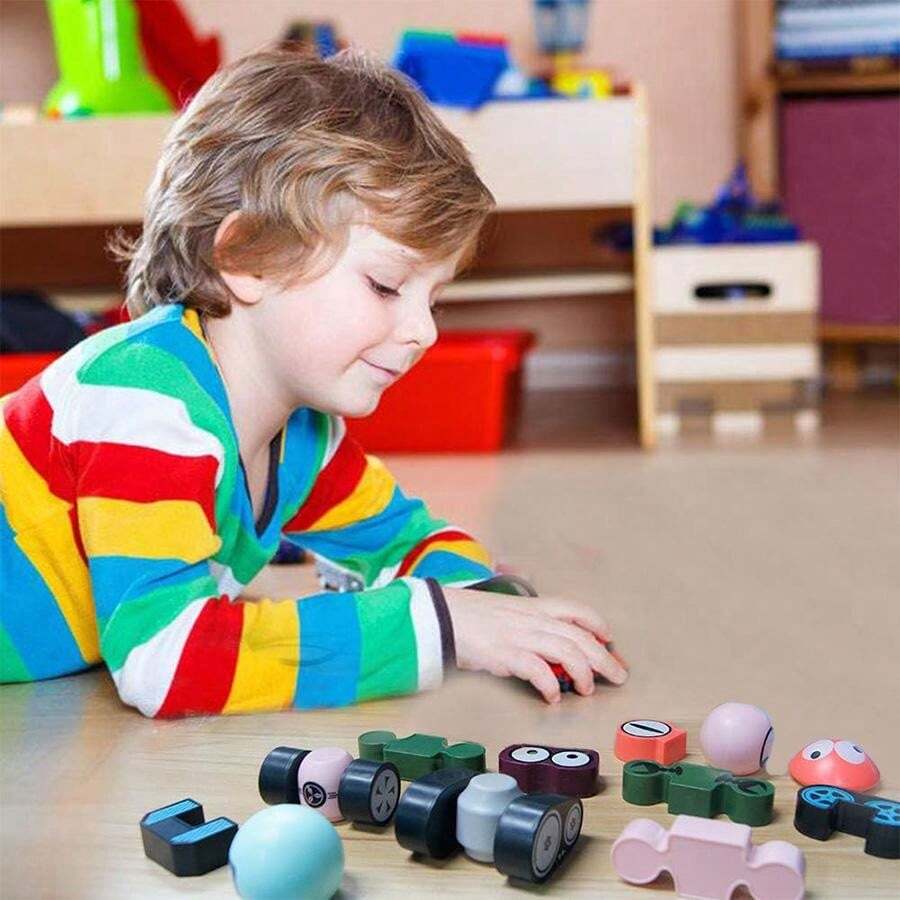 Magnetic Robots, 7PCS Magnetic Blocks Set For Kids With Storage Box ...