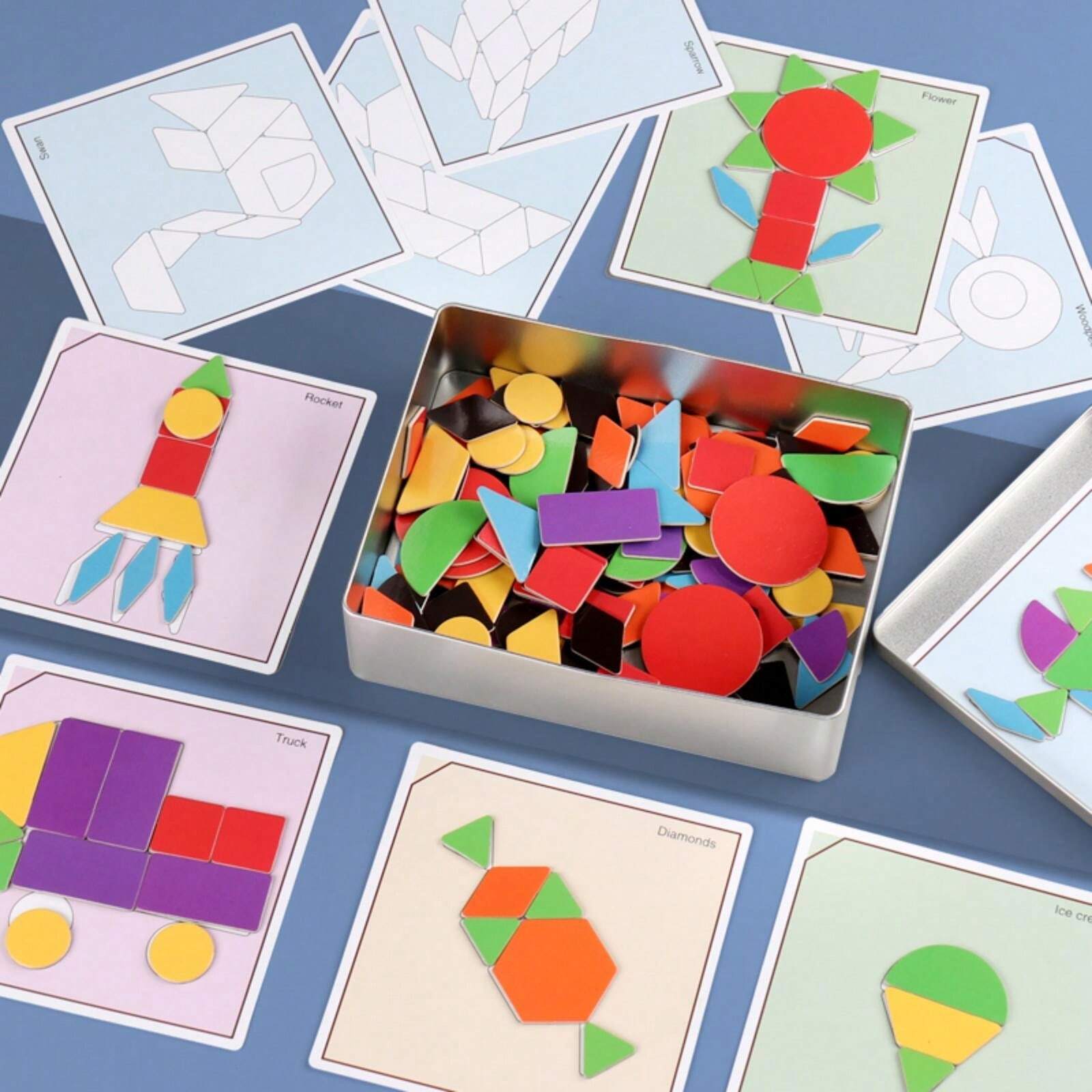 Wooden Creative Thinking Tangram Puzzle Set - Improving Problem Solving ...