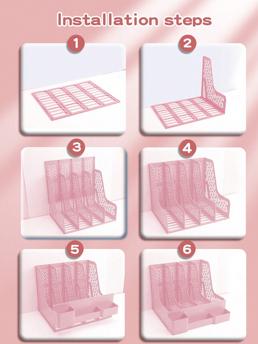 1pc Desktop High-Capacity File Sorting Stand, Four-Grid Storage Shelf ...