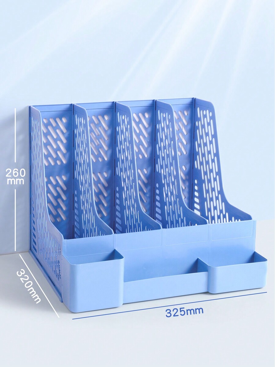 1pc Desktop High-Capacity File Sorting Stand, Four-Grid Storage Shelf ...