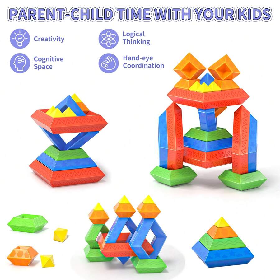 Pyramid Building Blocks, Suitable For Children Aged 3-6 Years Old To ...