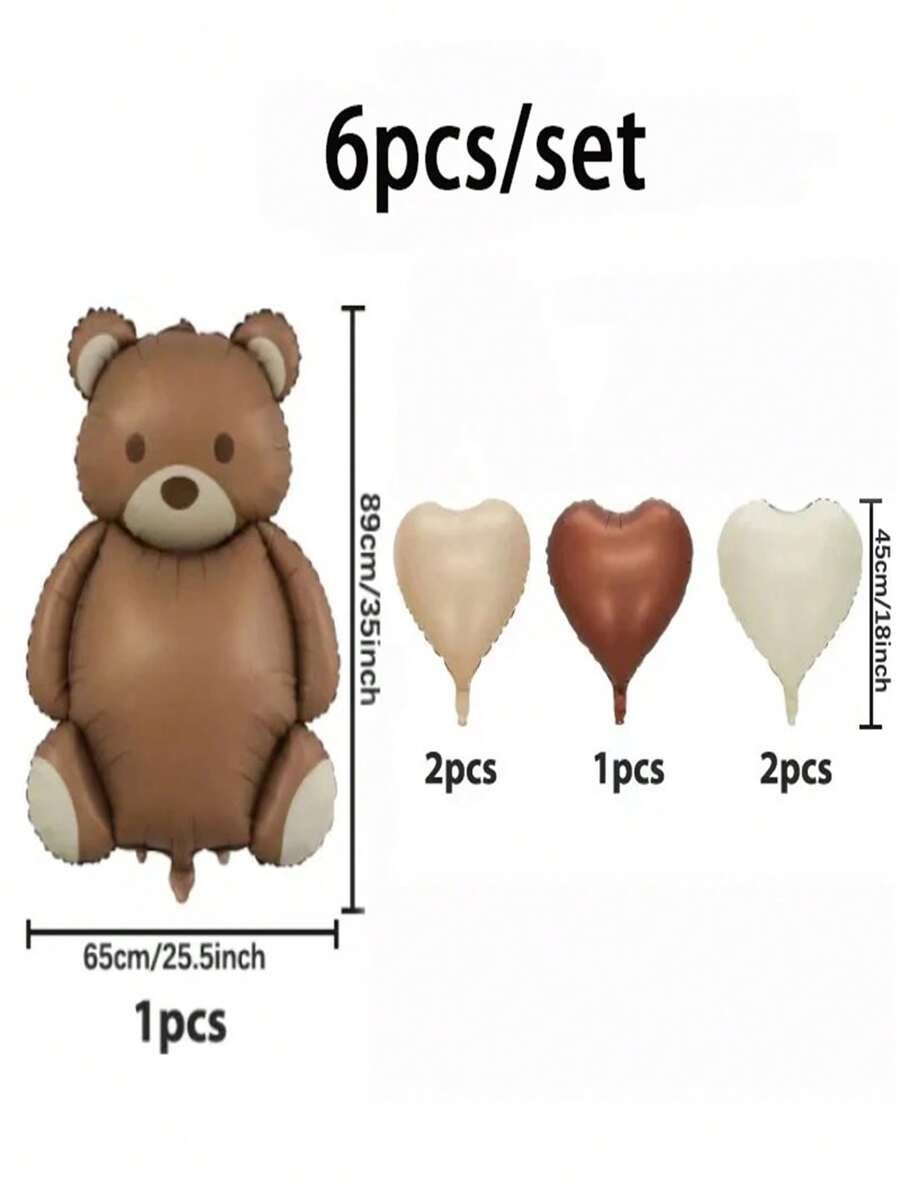 Conjunto de 6 globos de oso de peluche con acabado esmerilado con diseño retro de amor para ...