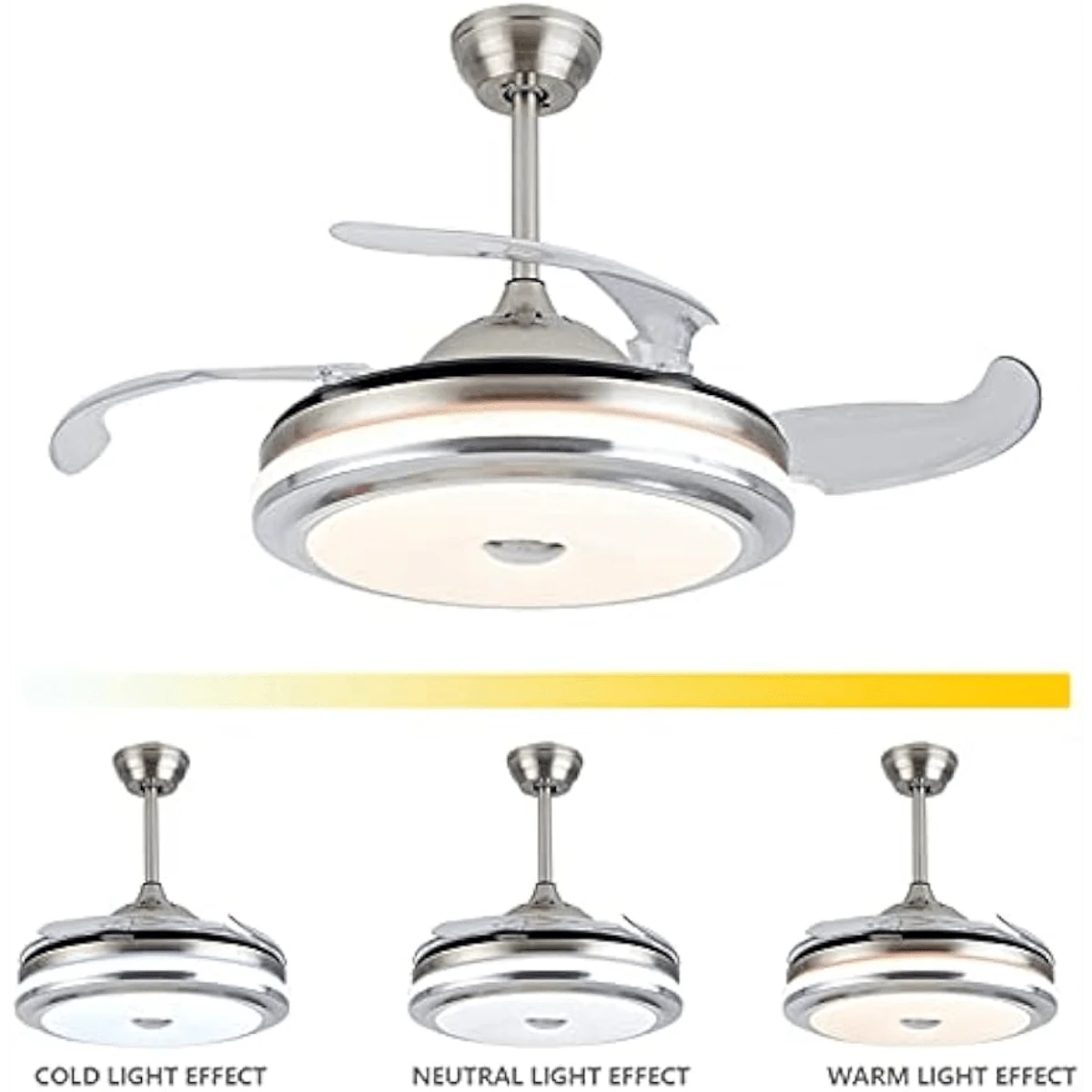 TFCFL Modern Ceiling Fan With Lights And Remote Control - Retractable ...