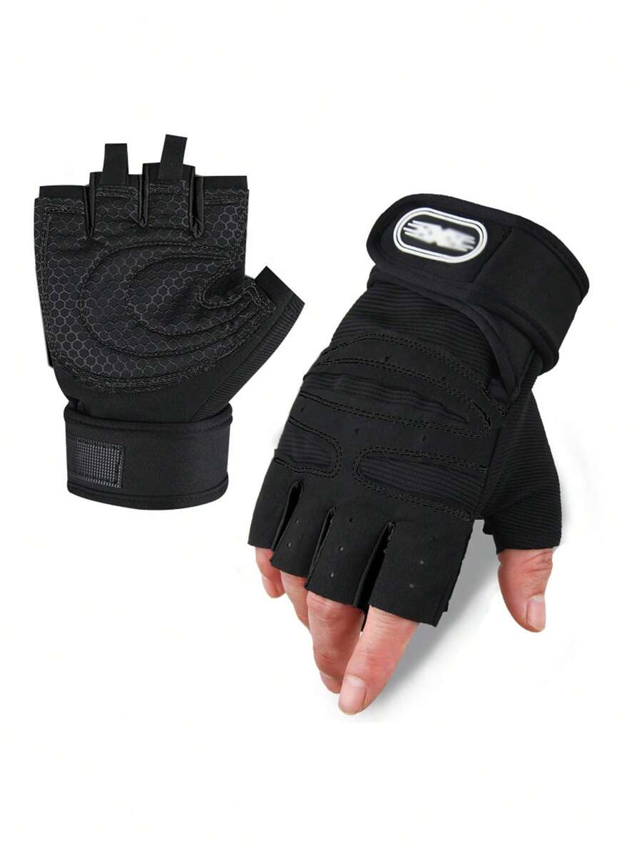 1 Pair Unisex Sport Fingerless Gloves, Suitable For Fitness, Outdoor ...