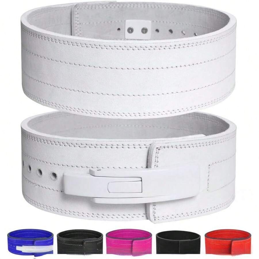 SPORTS LEATHER WEIGHT LIFTING LEVER BELT FOR POWERLIFTING IPF BUCKLE ...