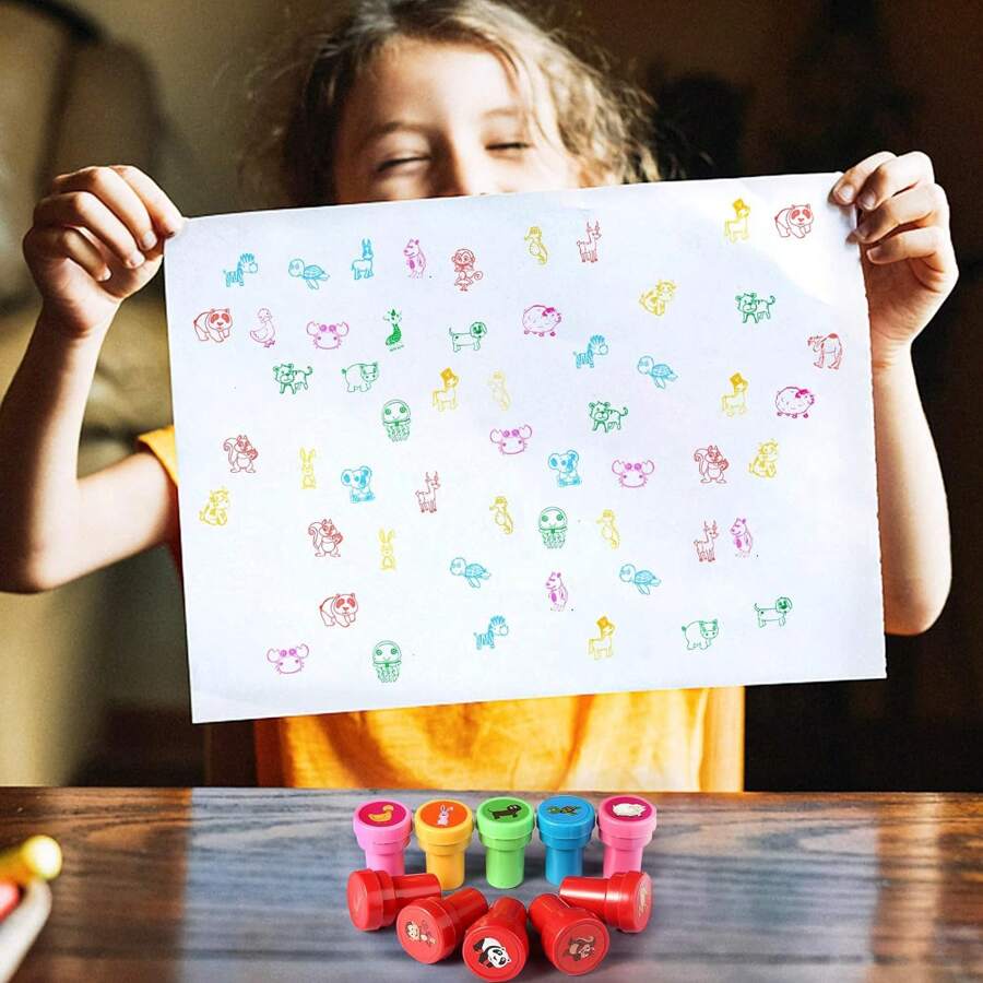 26Pcs Zoo Animal Stamps For Kids, Self Inking Stamps For Kids Birthday ...