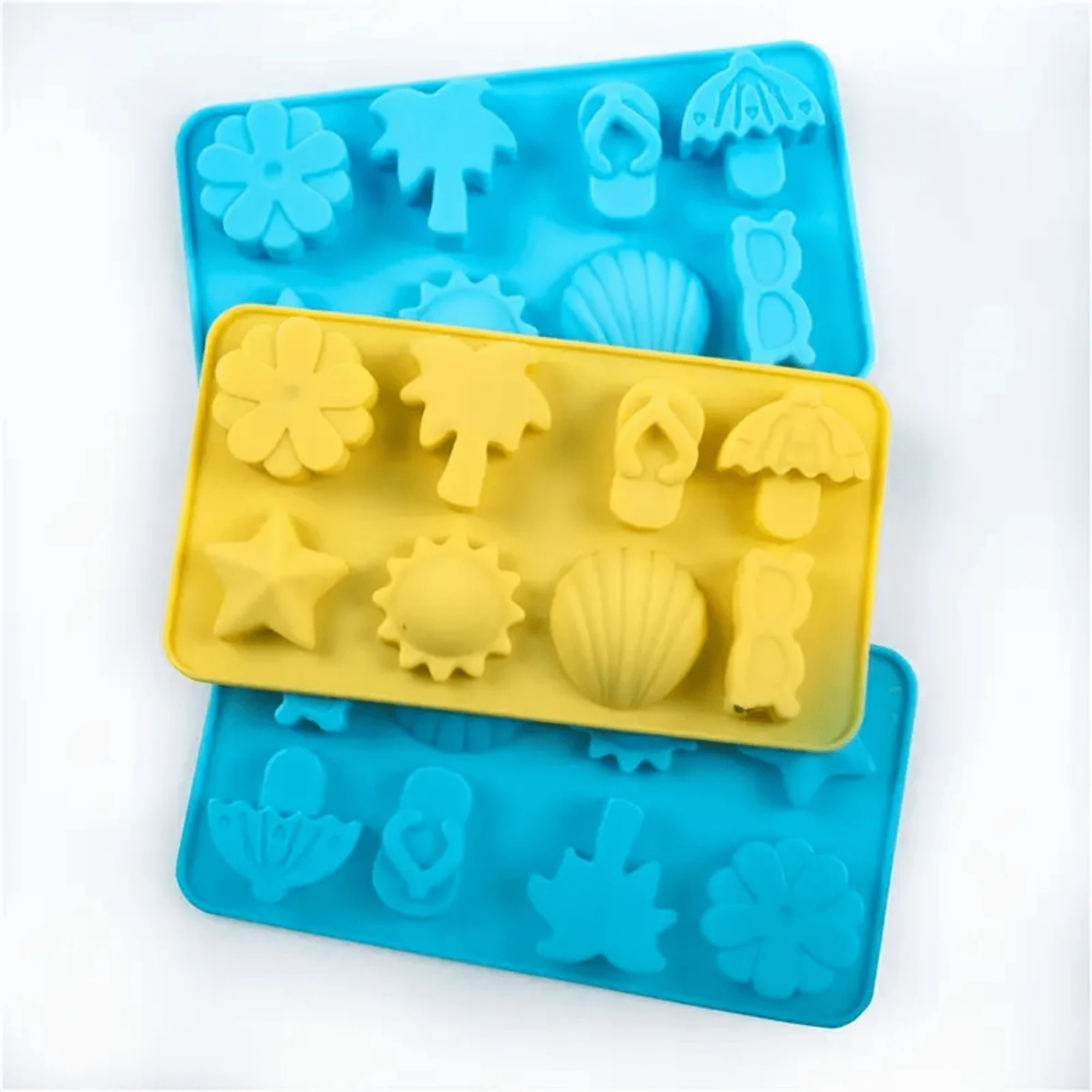 Silicone Ice Cube Tray Molds - 8 Cavity Ocean Starfish Sun Umbrella ...