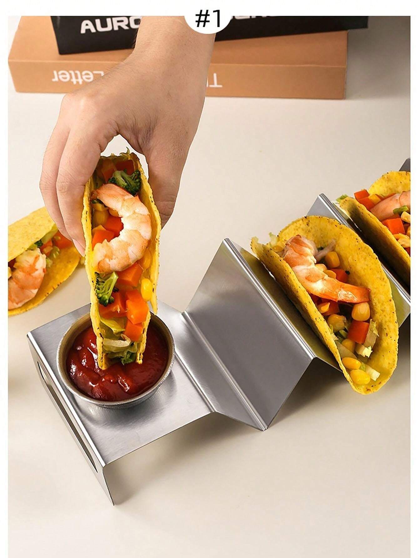 1 paquet Support de taco - Râtelier à taco en acier inoxydable de style ...