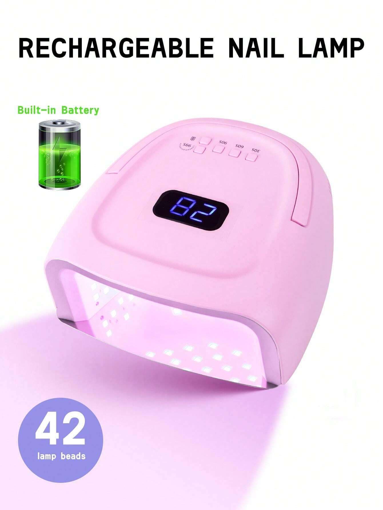 1pc High Power Portable Cordless Rechargeable UV LED Nail Phototherapy ...