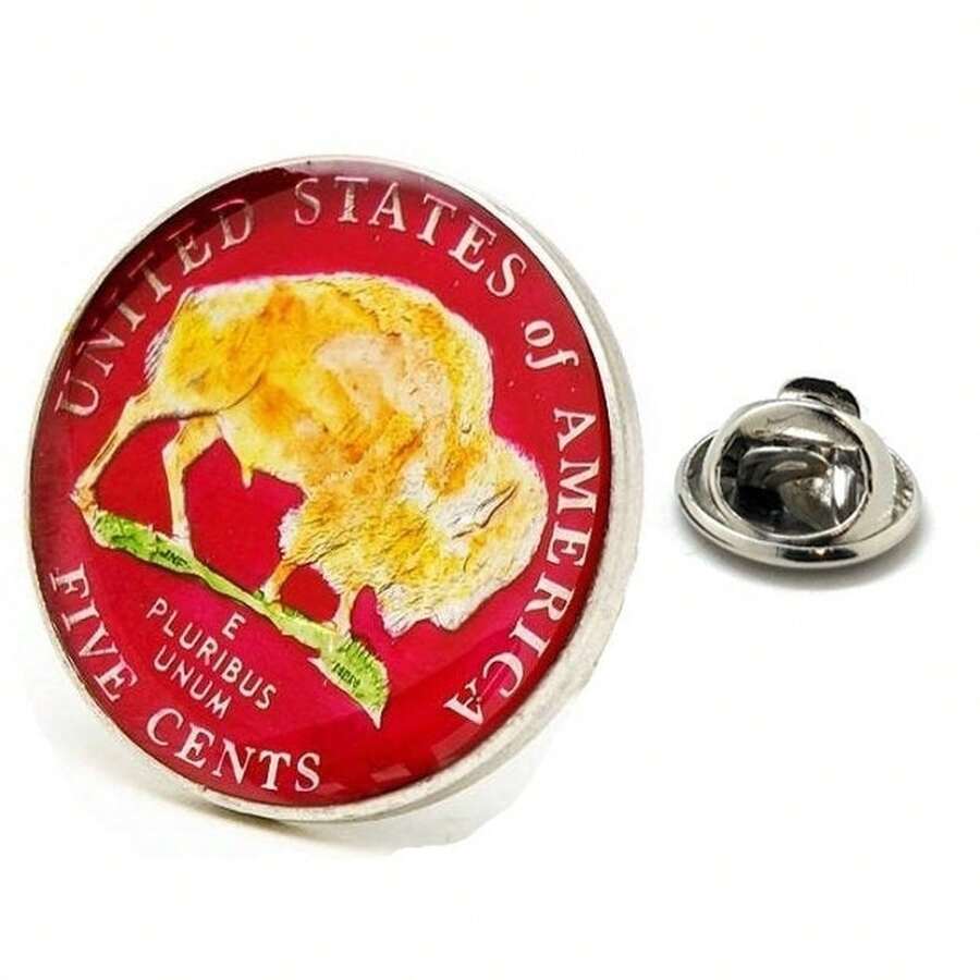 Enamel Pin Buffalo Nickle Enamel Coin Lapel Pin Tie Tack Hand Painted ...