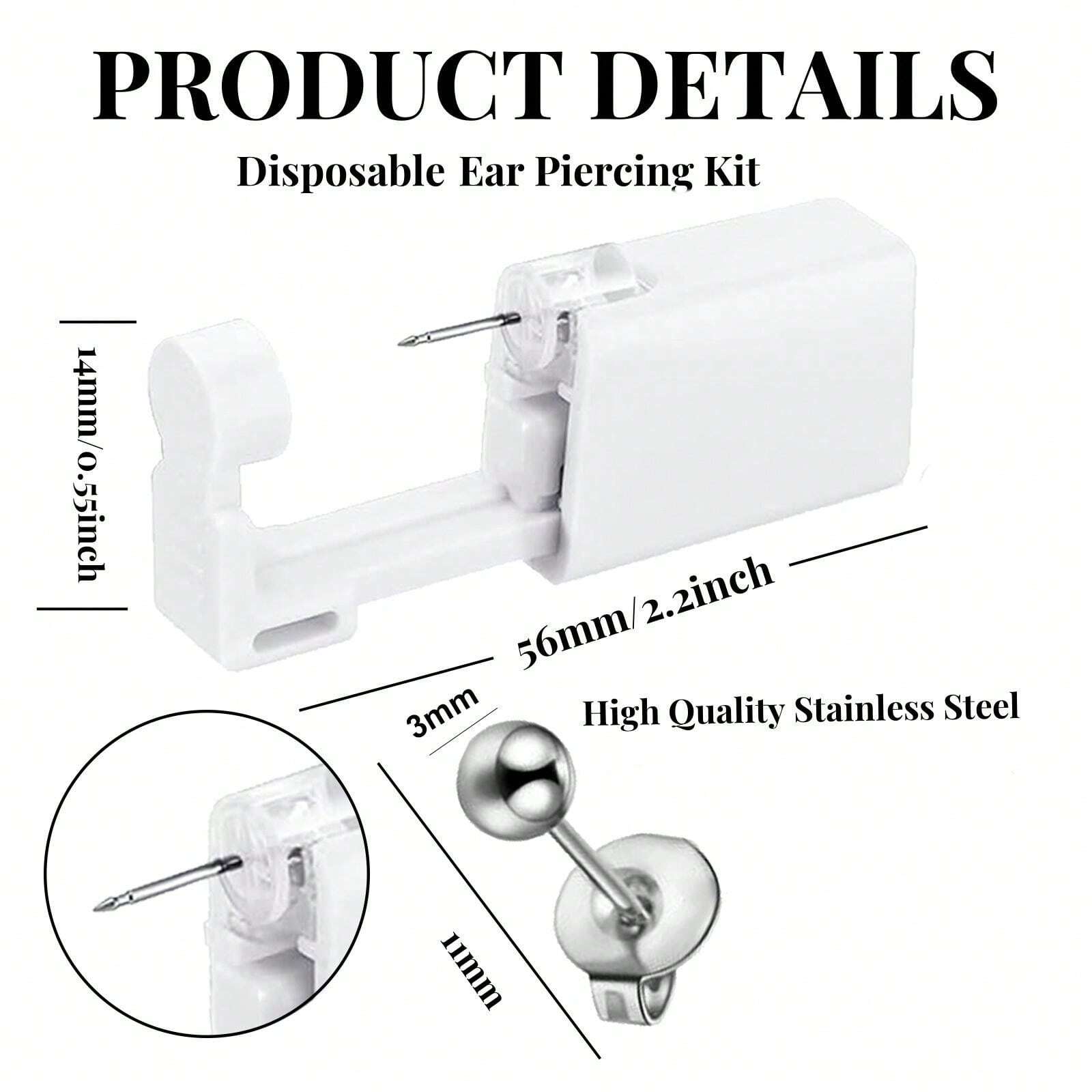4 Packs Ear Piercing Kit,Disposable Ear Piercing Gun With Built In Ear ...