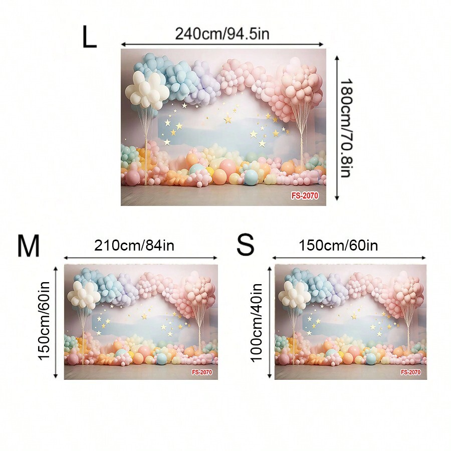 Photography Backdrop Pink Balloon Rainbow Decor For Birthday Party ...