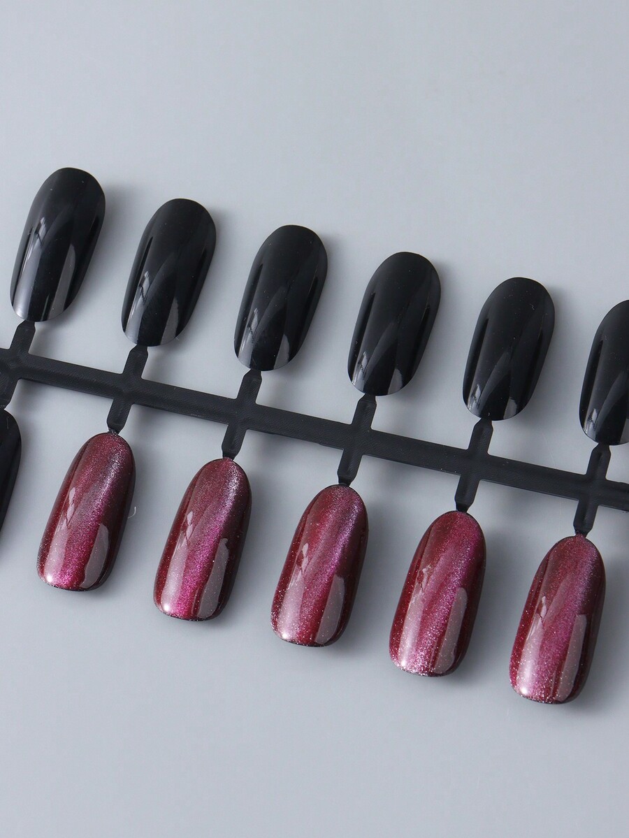 240pcs Tips Oval Fan Style Nail Swatches Black Color Card Gel Polish Display Chart Nail Art ...