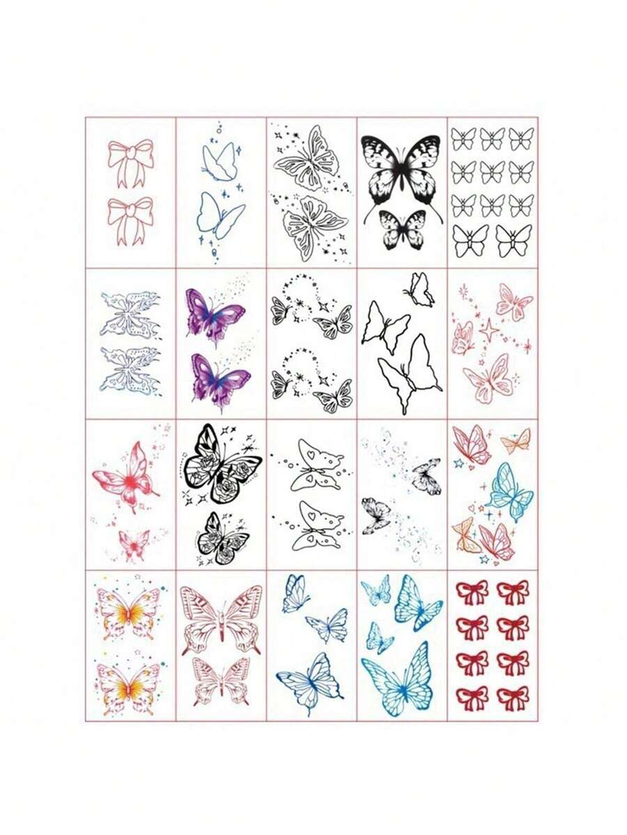 10pcs Colorful Butterfly Tattoo Stickers For Women, Waterproof And Long ...