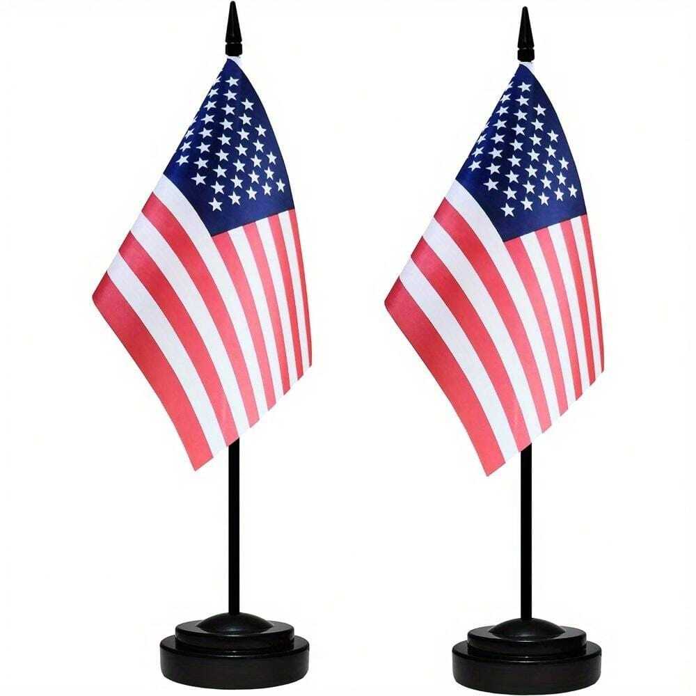 2 Packs USA Desk Flag Set, American US Table Office Flags, Canada ...