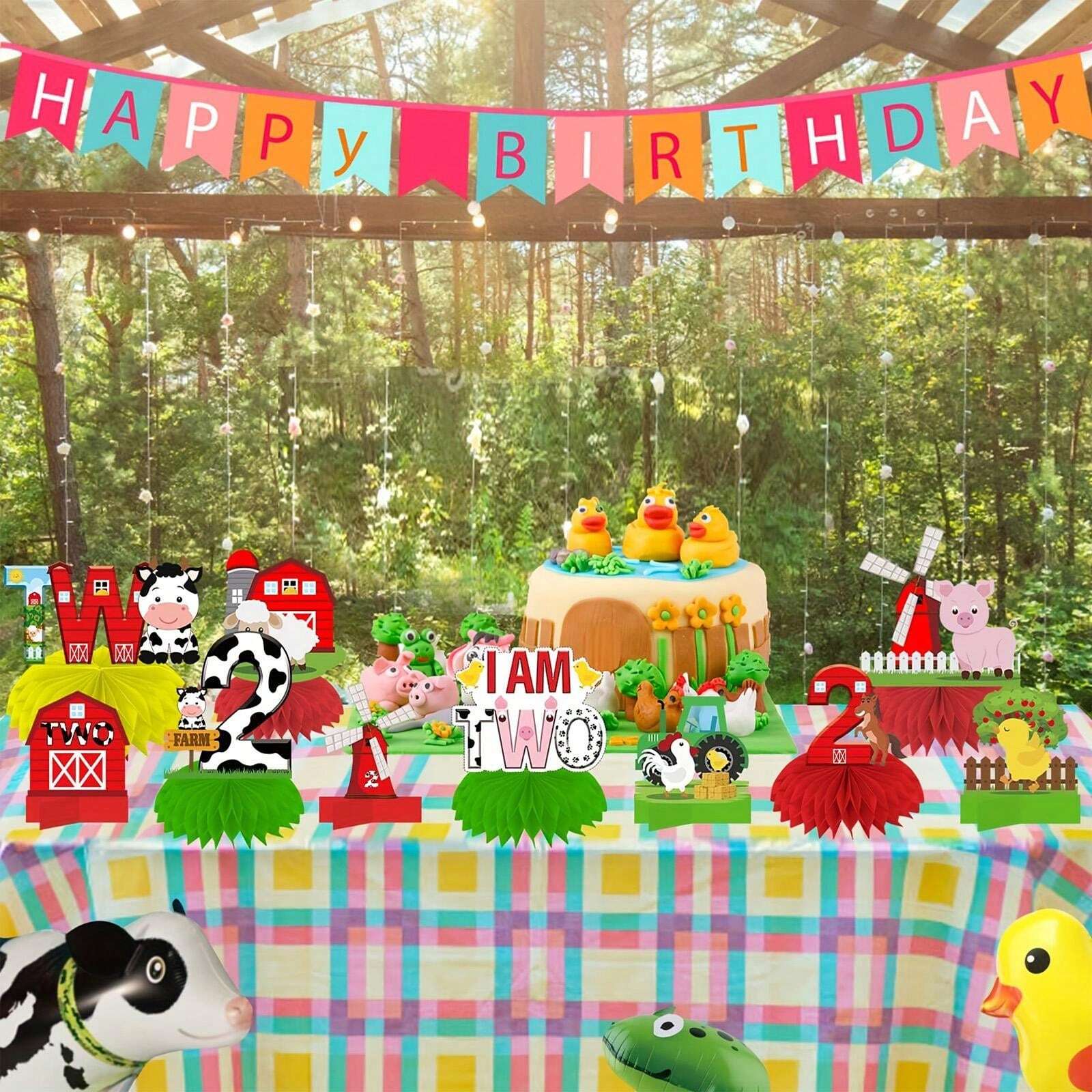 10pcs Farm Animals Birthday Decorations Table Centerpieces, Barnyard ...