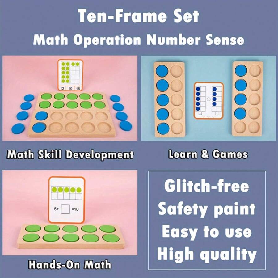 Wooden Ten-Frame Math Toys Preschool Math Manipulative Number Sense ...