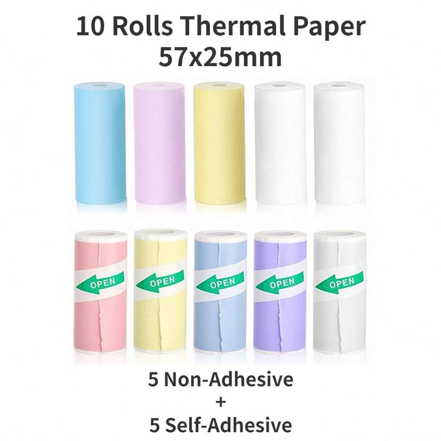 10Rolls Printer Paper,57x25mm,Thermal Paper Rolls,5 No-Sticky 5 ...