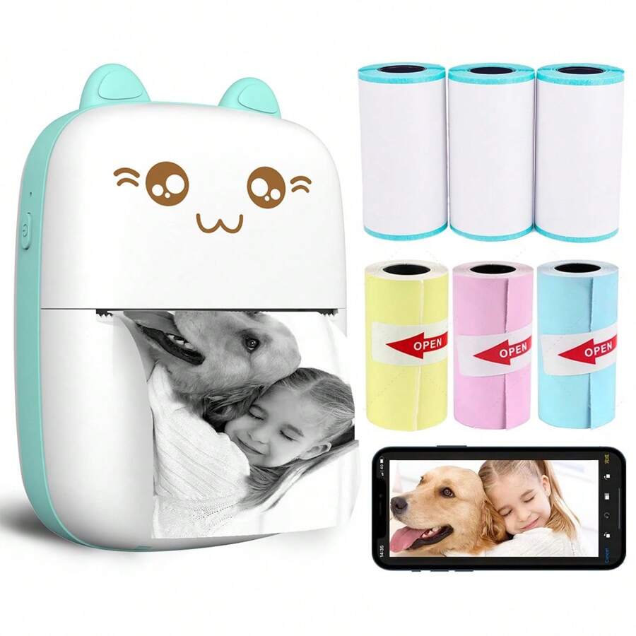 Imprimante portable mini, imprimante d'autocollants sans encre avec 6 ...