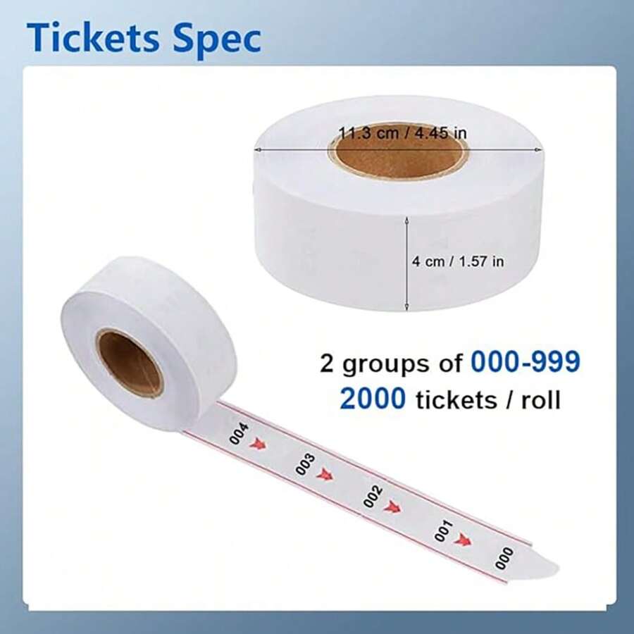 Take-A-Number System Ticket Dispenser With Counter Stand And 1 Roll Queue Tape Paper 3 Digits ...