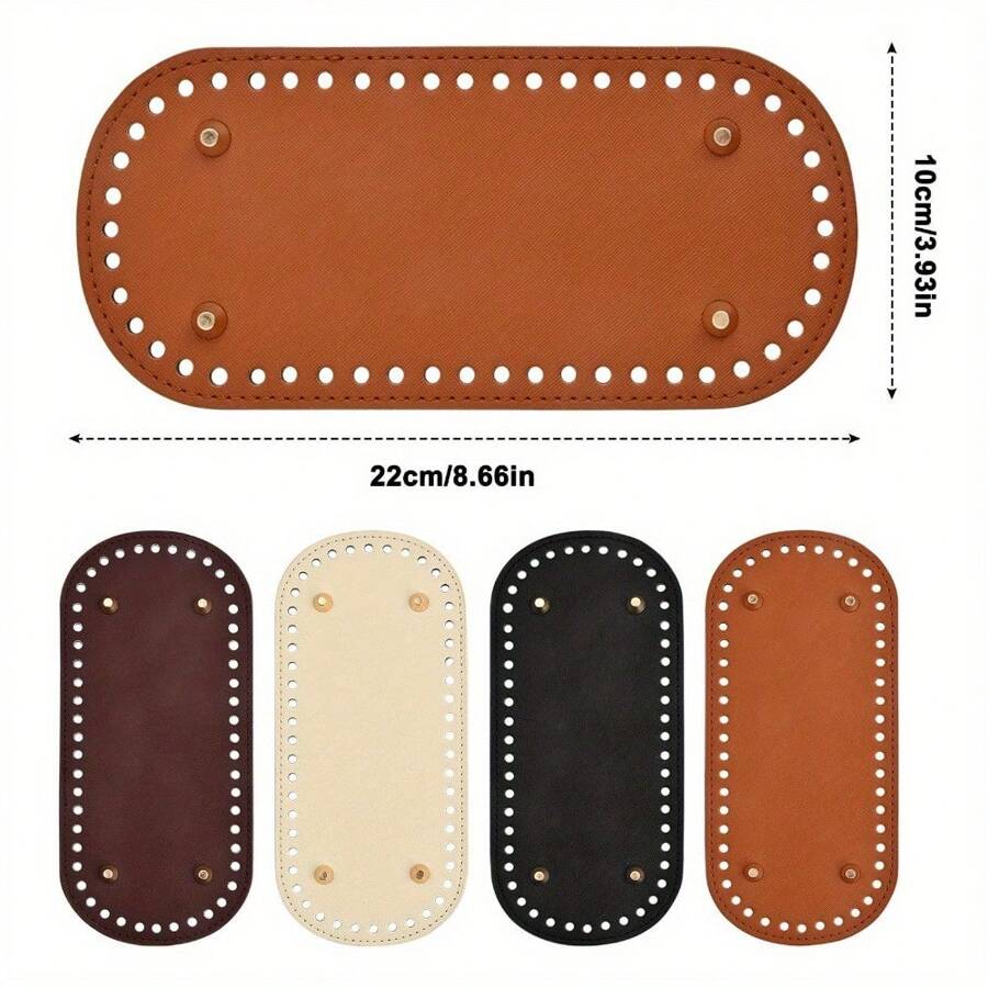 4Pcs/Set Oval PU Leather Bag Bottom Pad - Faux Leather Pad With Pre ...