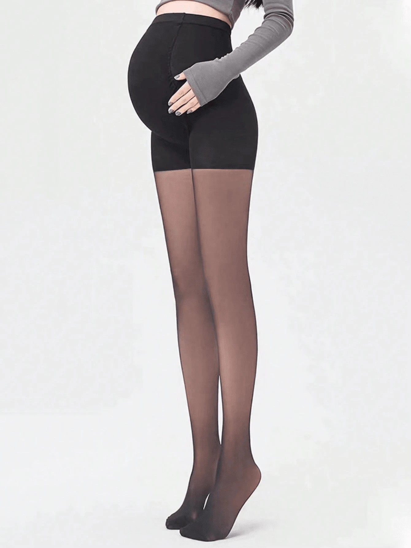 5 Pairs Pregnant Women Stockings, Lightweight, Solid Color, Sheer ...