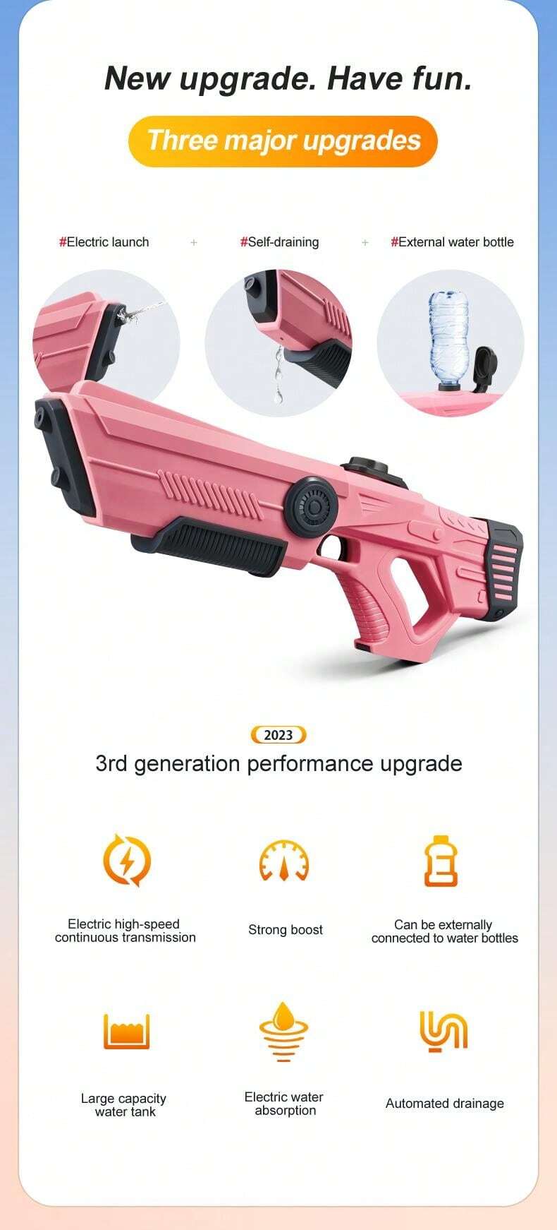 Summer Electric Water Suction Electric Water Gun Large Capacity Water ...