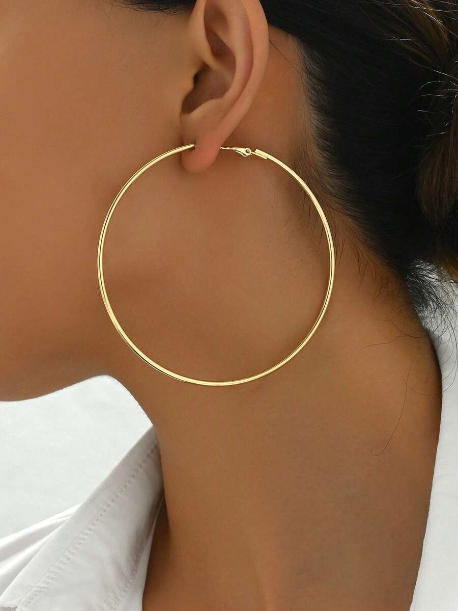 1pair Minimalist Style Multiple Thin Hoops Earrings, Daily Wear For Women | SHEIN USA