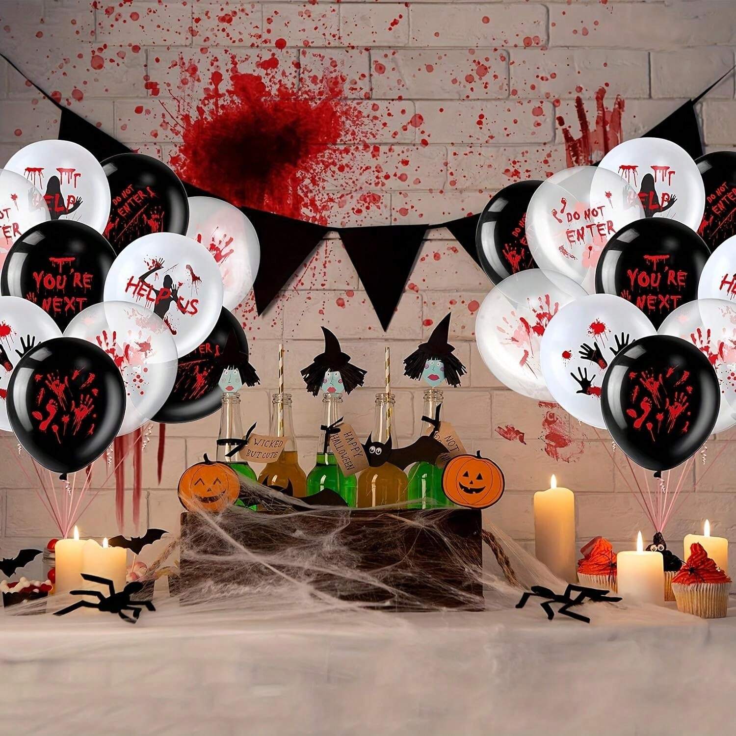 27pcs Halloween Blood Splatter Balloons With Bloody Handprints ...
