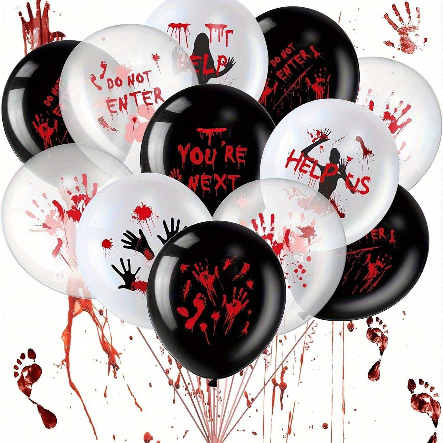 27pcs Halloween Blood Splatter Balloons With Bloody Handprints ...