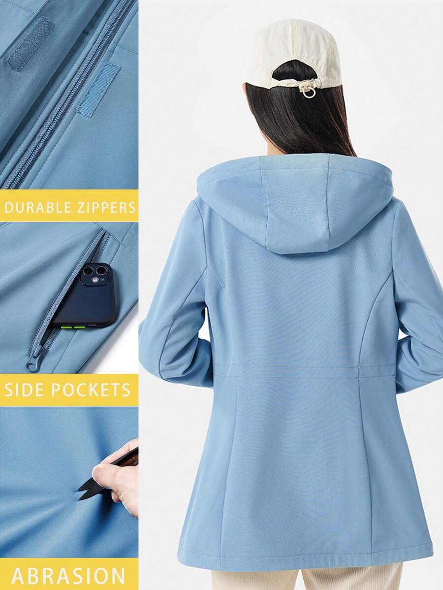 TECTOP Women Fleece Jackets Hooded Hiking Raincoat With Waterproof Warm ...