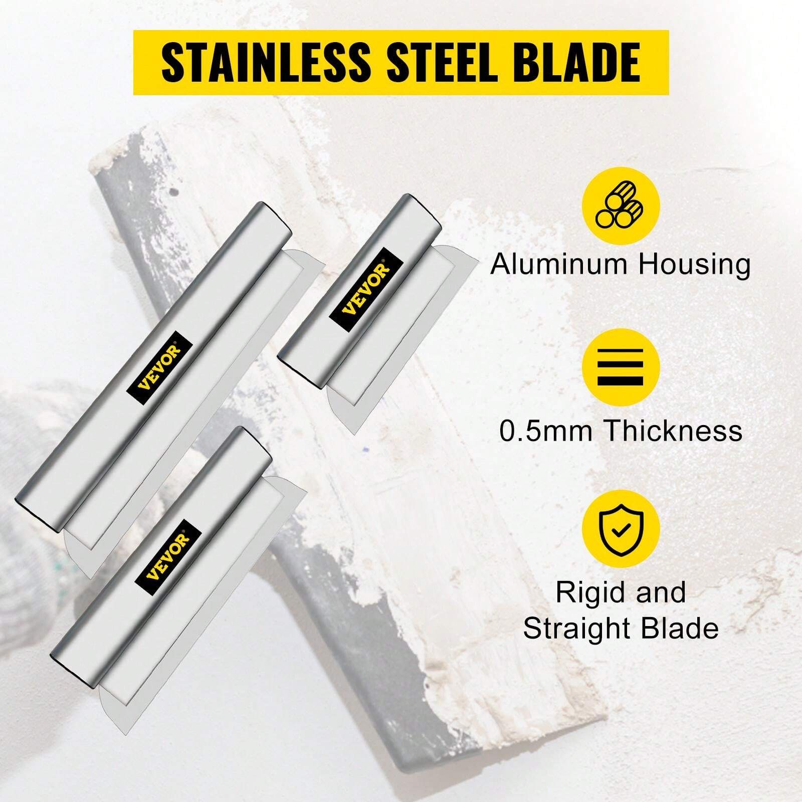 VEVOR Drywall Skimming Blade Set 10 +16 +24 Blades European Stainless ...