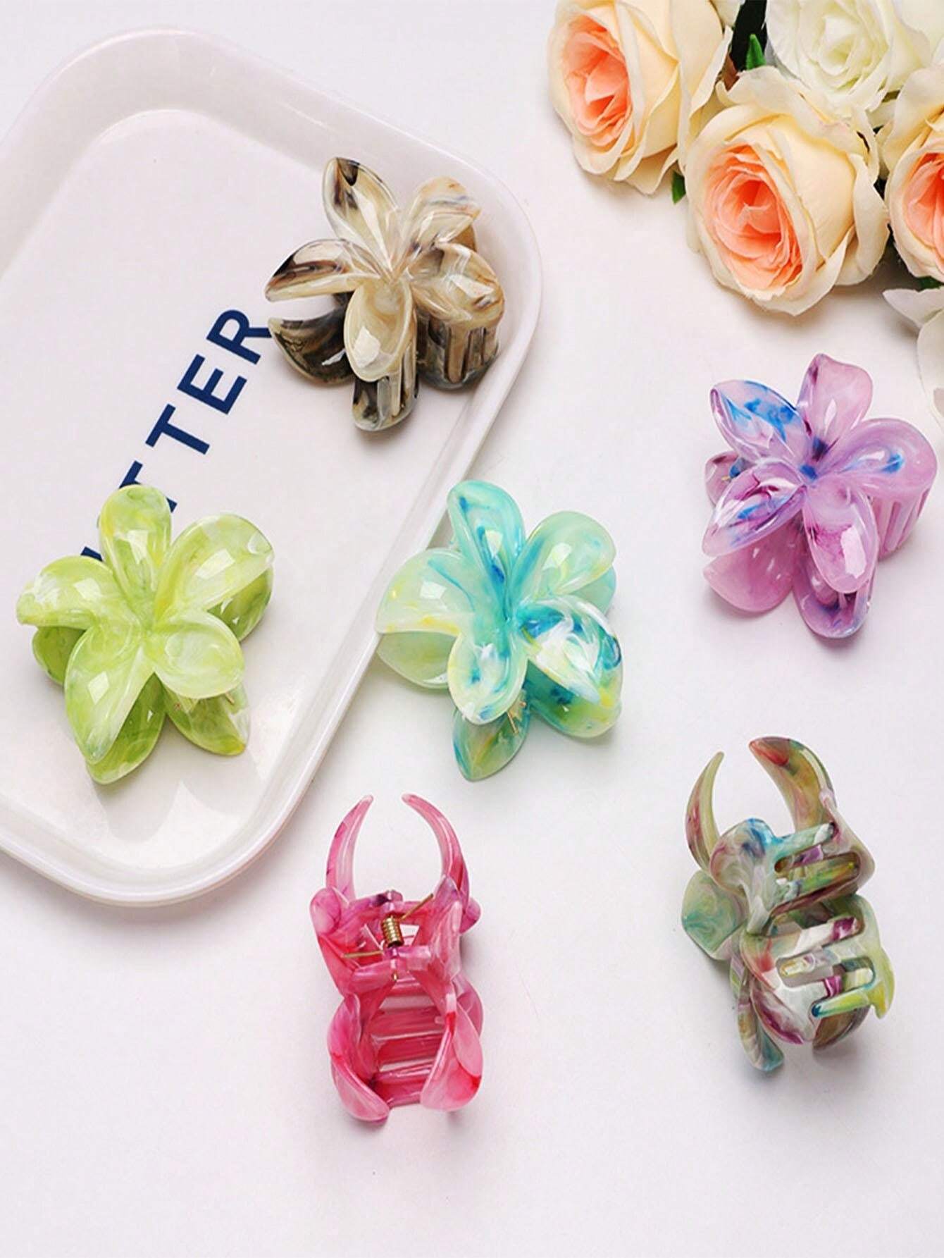 Moda 2024, Pinzas para el cabello con diseño de mármol de dos tonos ...