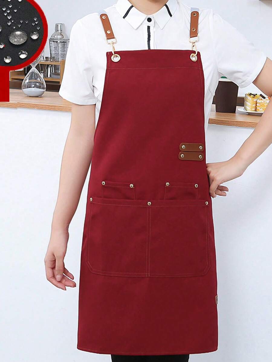 Thick Canvas Apron, Waterproof, For Kitchen, Cafe, Bubble Tea Shop ...