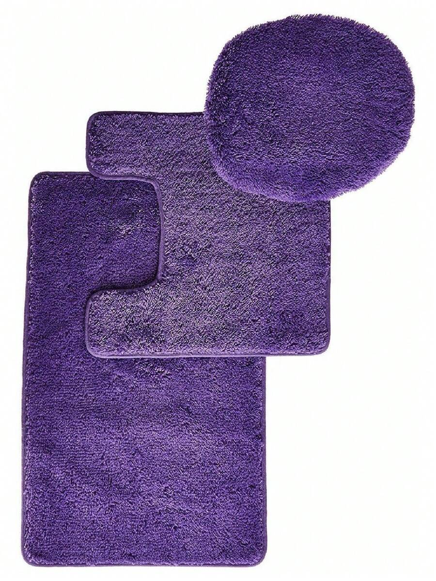 3 Piece Bathroom Rug Set Solid Colors - Bathroom Mat + Contour Rug ...