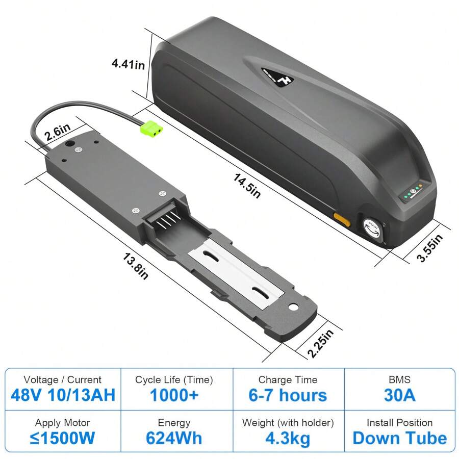 48V 10Ah/13Ah Ebike Battery, Lithium Ion Battery Pack For 0-1500W Motor ...