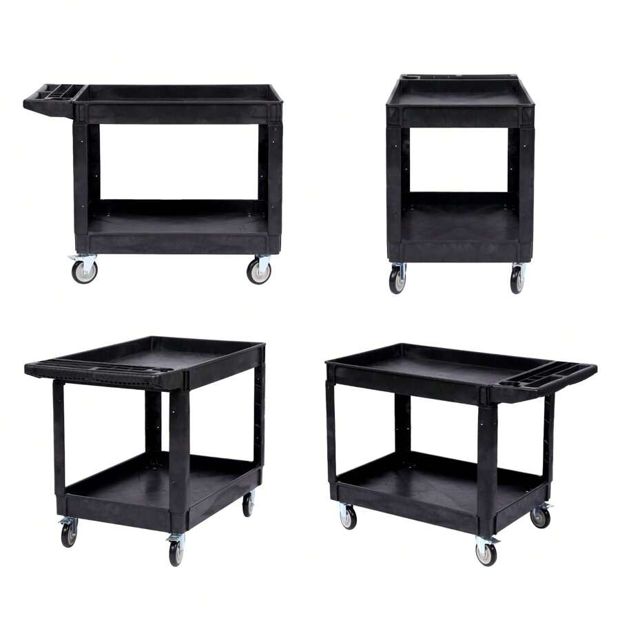 Plastic Service Cart, Utility Cart With Wheels 550LBs Capacity Heavy ...