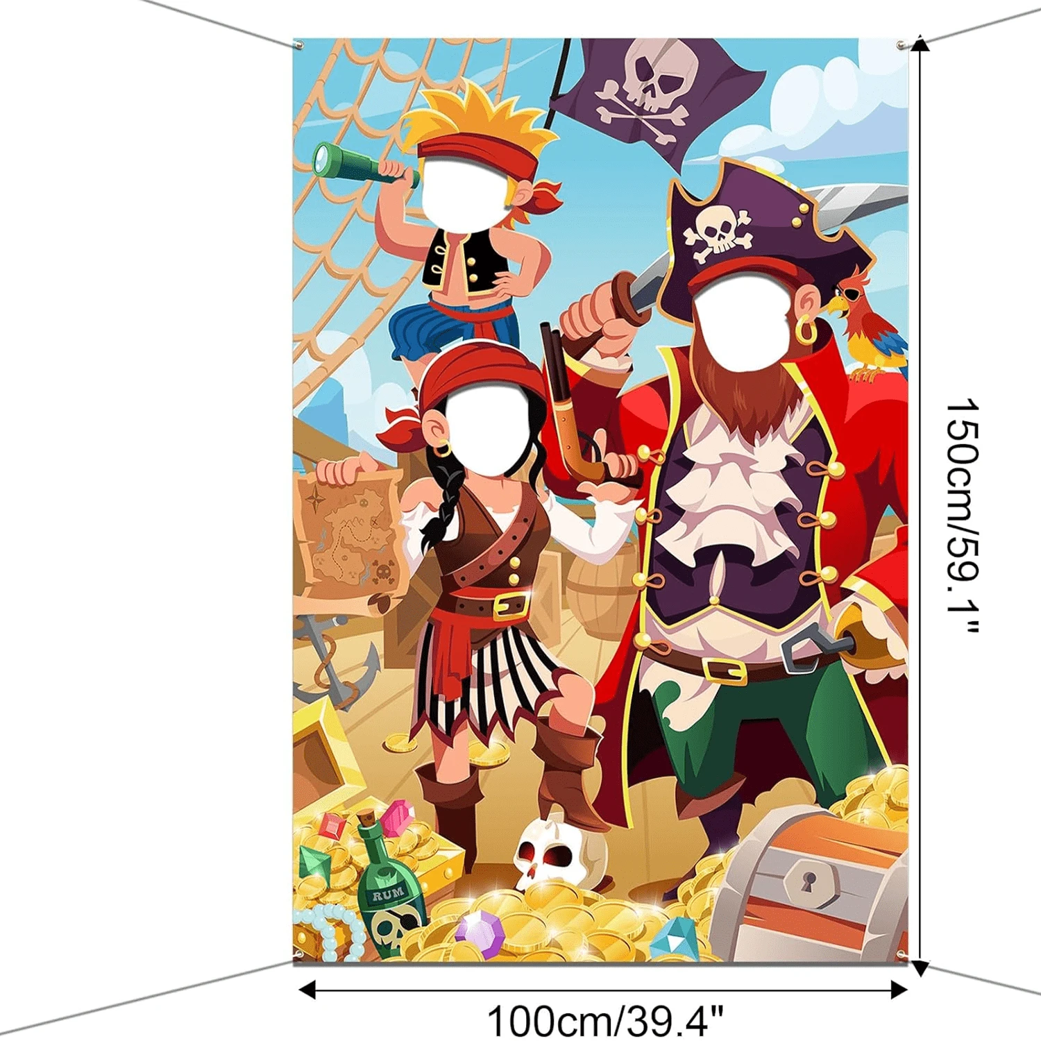1pc 1.0*1.5m Pirate Face Backdrop Cloth, Funny Face Background Pirate ...
