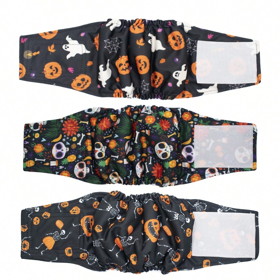 3 Packs Halloween Dog Belly Bands Pumpkins Ghost Skeleton Theme Diaper ...