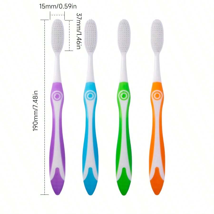 8 escovas de dente em 4 cores, cabeça grande com alta densidade, cabo ...